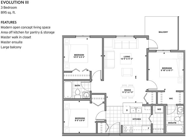 Evolution floor plan at Heritage Valley Station in Edmonton, AB