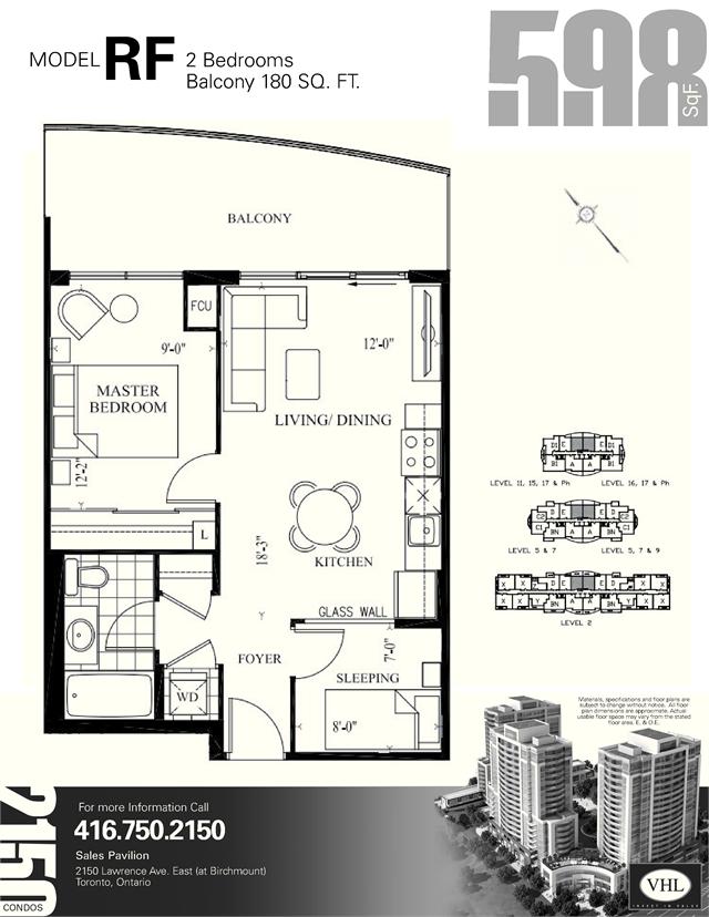 Model RF floor plan at 2150 Condos Phase 1 in Toronto, ON