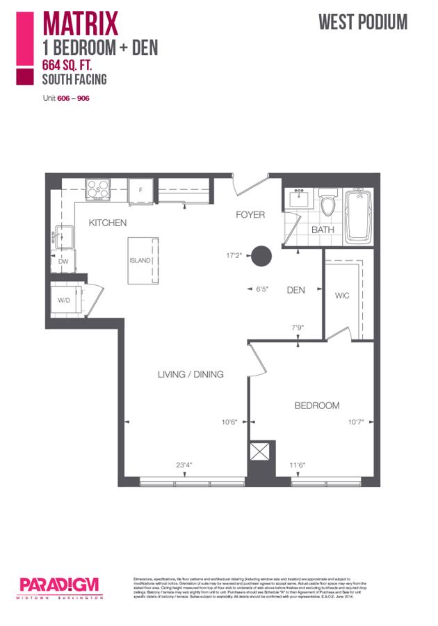 Paradigm Condos - Matrix Floor Plan, Burlington ON | Livabl