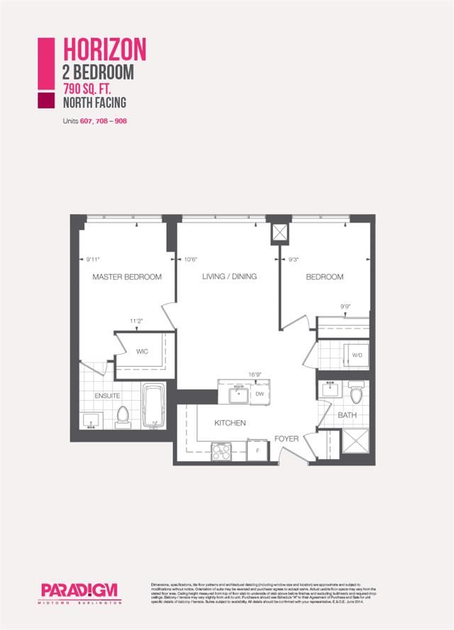 Paradigm Condos - Horizon Floor Plan, Burlington ON | Livabl
