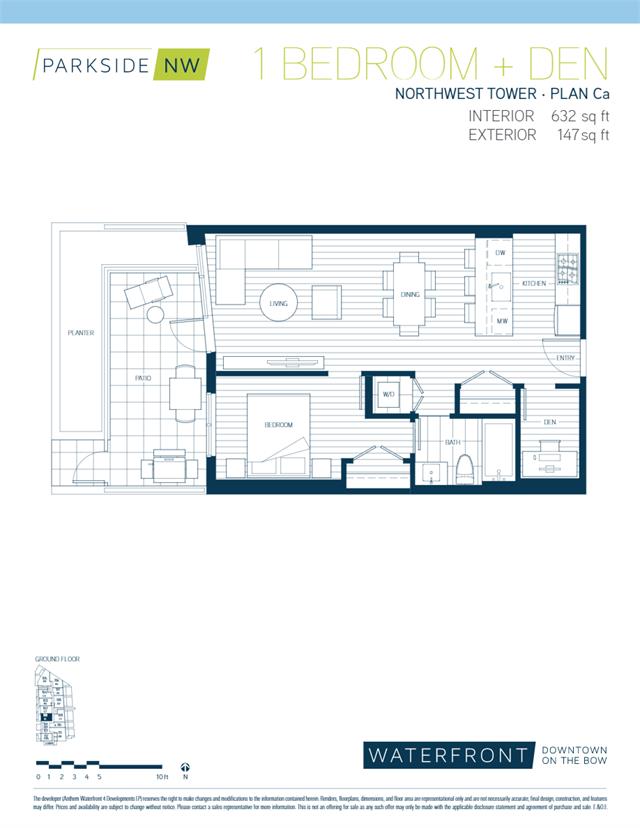 Waterfront Parkside North West Tower - C Floor Plan, Calgary AB | Livabl