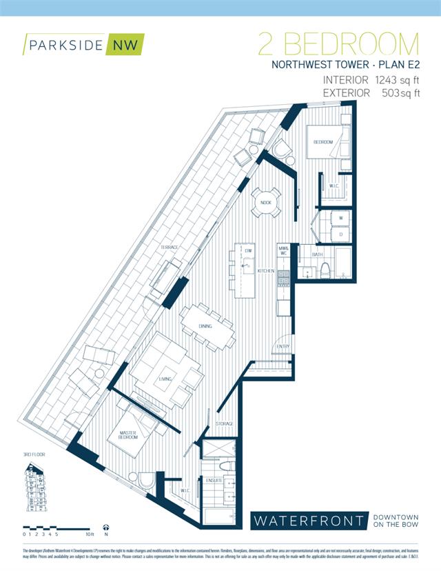 Waterfront Parkside North West Tower - E2 Floor Plan, Calgary AB | Livabl