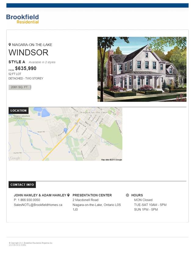 The Village by Brookfield Homes - Windsor A Floor Plan, Niagara-on-the ...