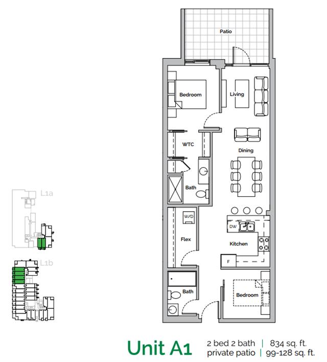 Radius Bridgeland - A1 Floor Plan, Calgary AB | Livabl