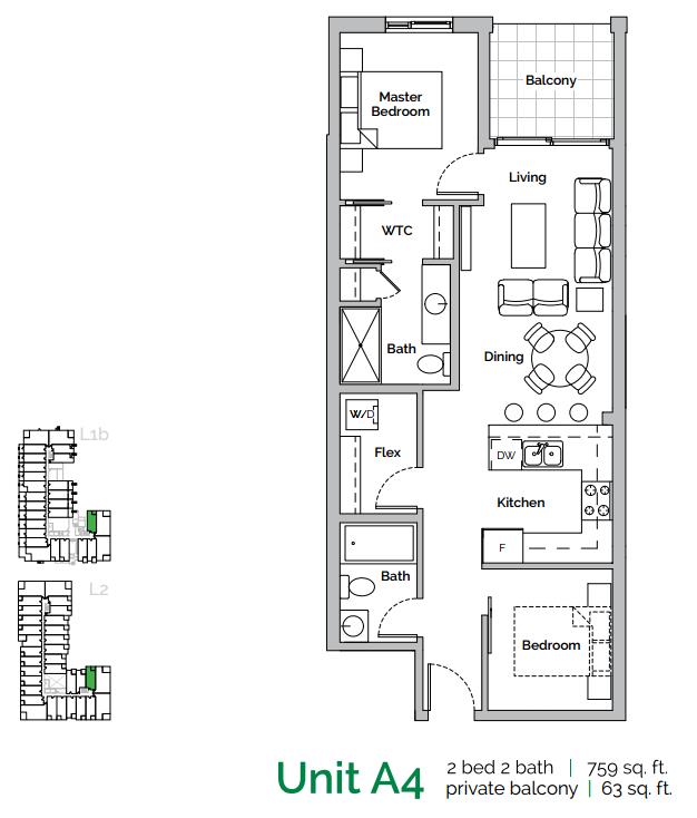 Radius Bridgeland - A4 Floor Plan, Calgary AB | Livabl