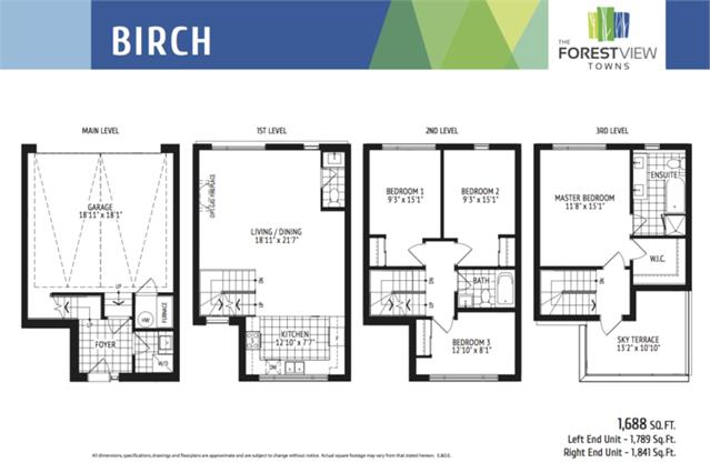Forestview Towns - Birch Floor Plan, Pickering ON | Livabl