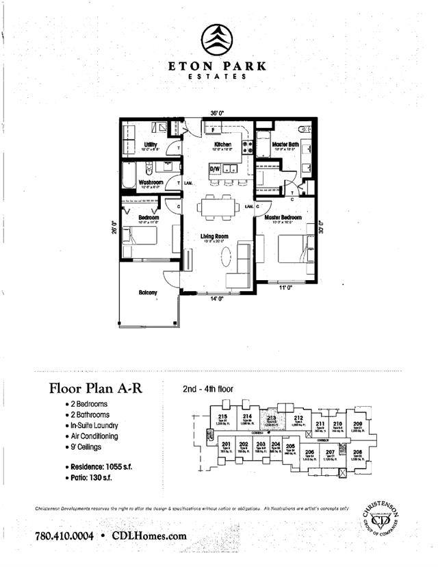 A-R floor plan at Eton Park Estates in Sherwood Park, AB