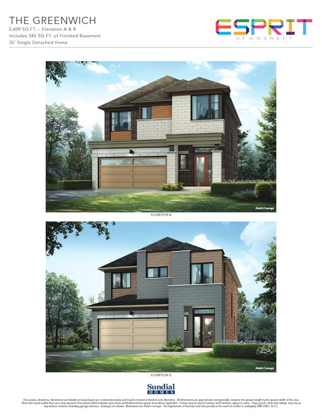 The Greenwich floor plan at Esprit in Newmarket, ON