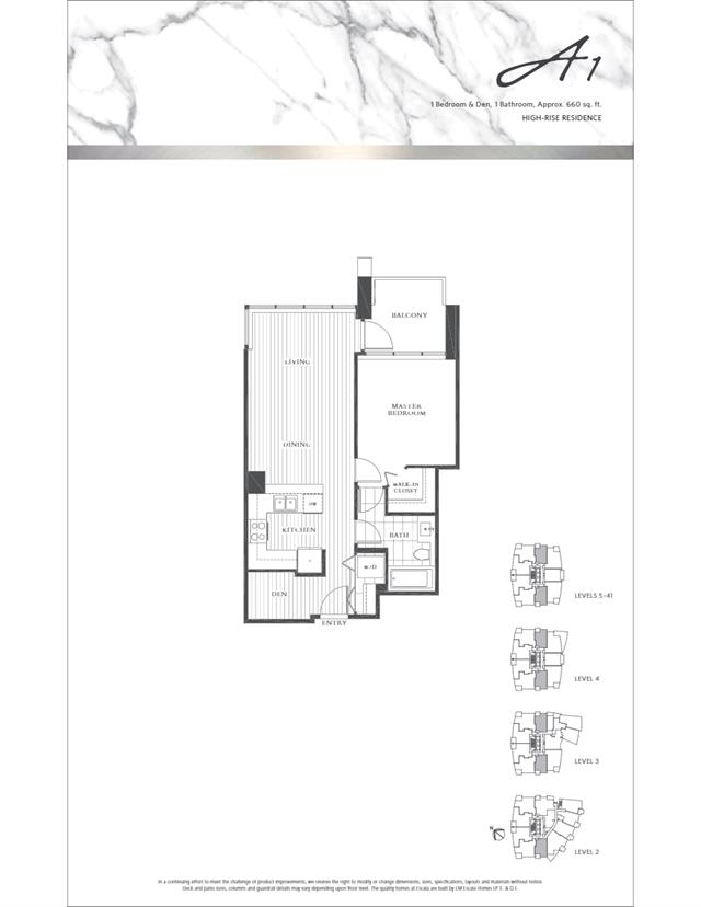A1 - High Rise floor plan at Escala in Burnaby, BC