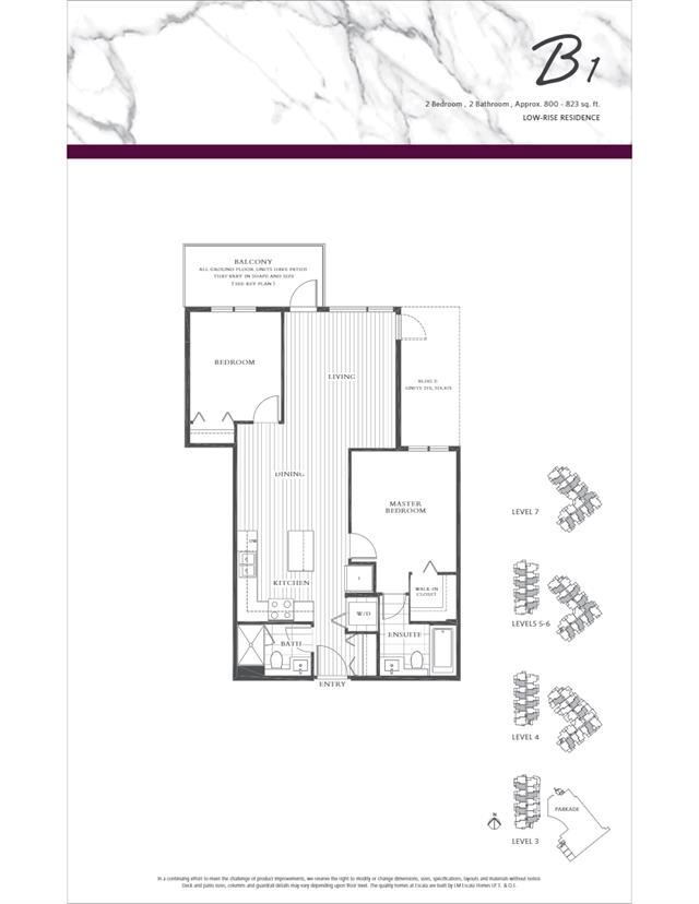 B1 - Low Rise floor plan at Escala in Burnaby, BC