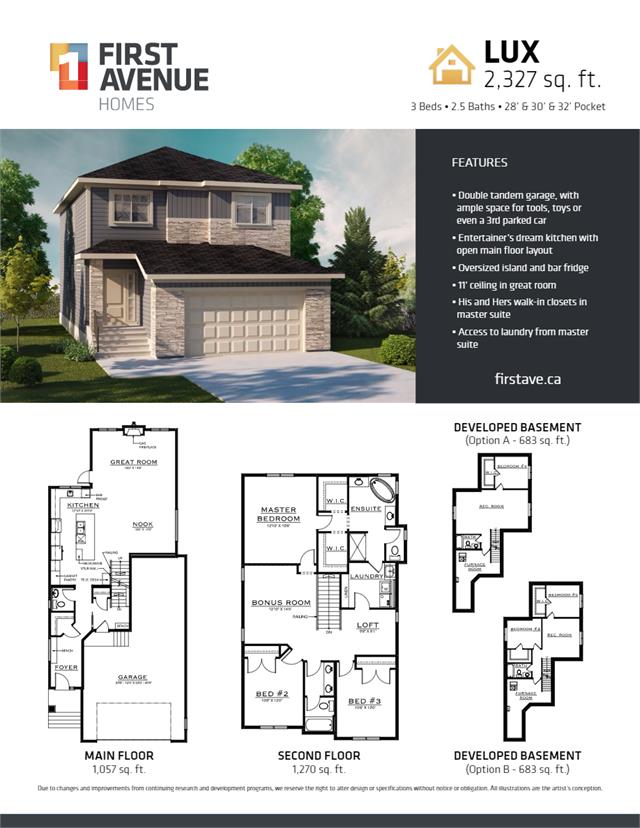 Lux floor plan at Hilldowns in Spruce Grove, AB