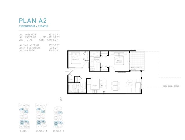 A2 floor plan at Parc Riviera (Monaco) in Richmond, BC