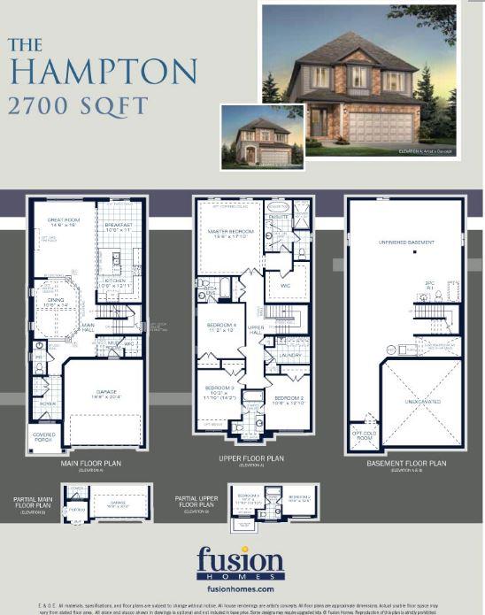 Hampton floor plan at Explorers Walk by Fusion Homes in Kitchener, ON