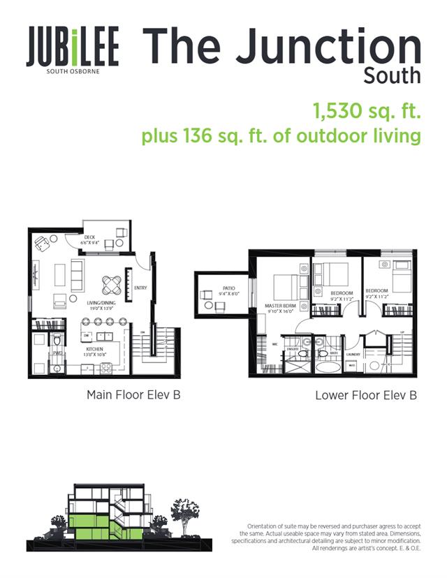 The Junction South floor plan at Jubilee in Winnipeg, MB