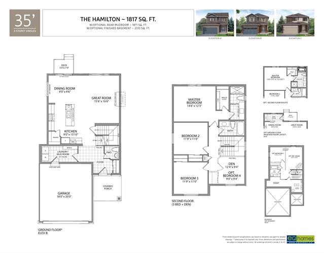 The Hamilton floor plan at Fernbank Crossing in Ottawa, ON