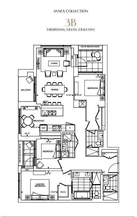 3B floor plan at Bianca in Toronto, ON