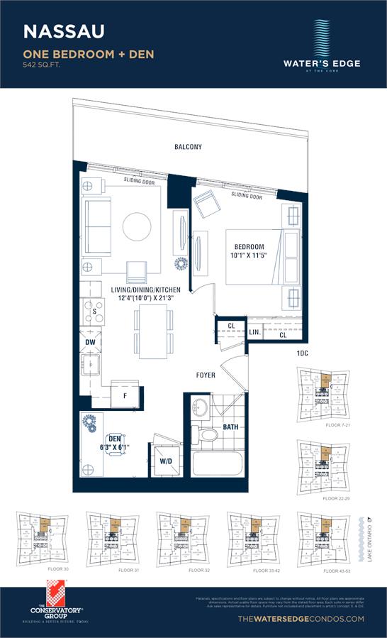 Nassau floor plan at Water's Edge at The Cove in Toronto, ON
