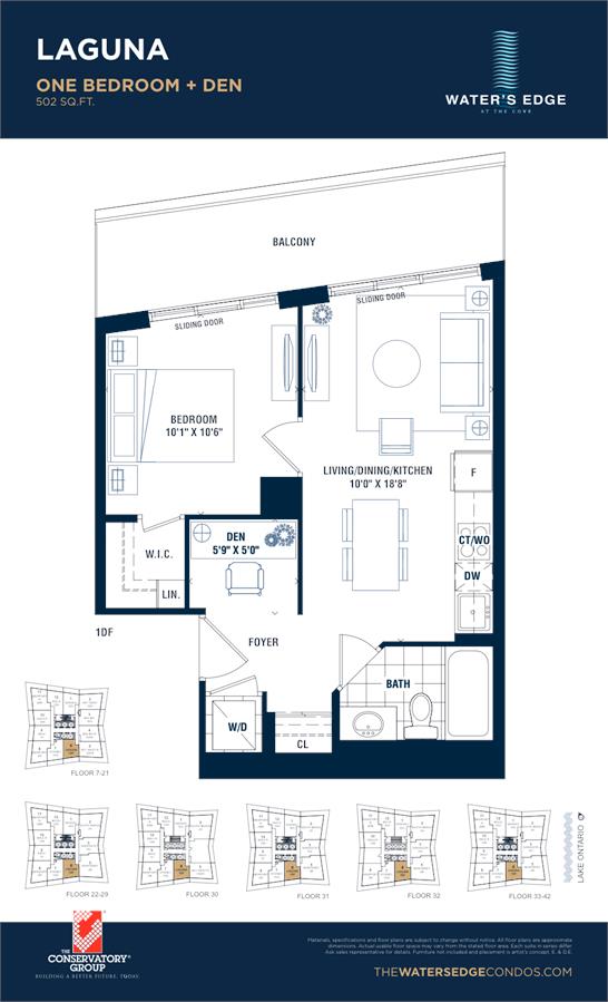 Laguna floor plan at Water's Edge at The Cove in Toronto, ON