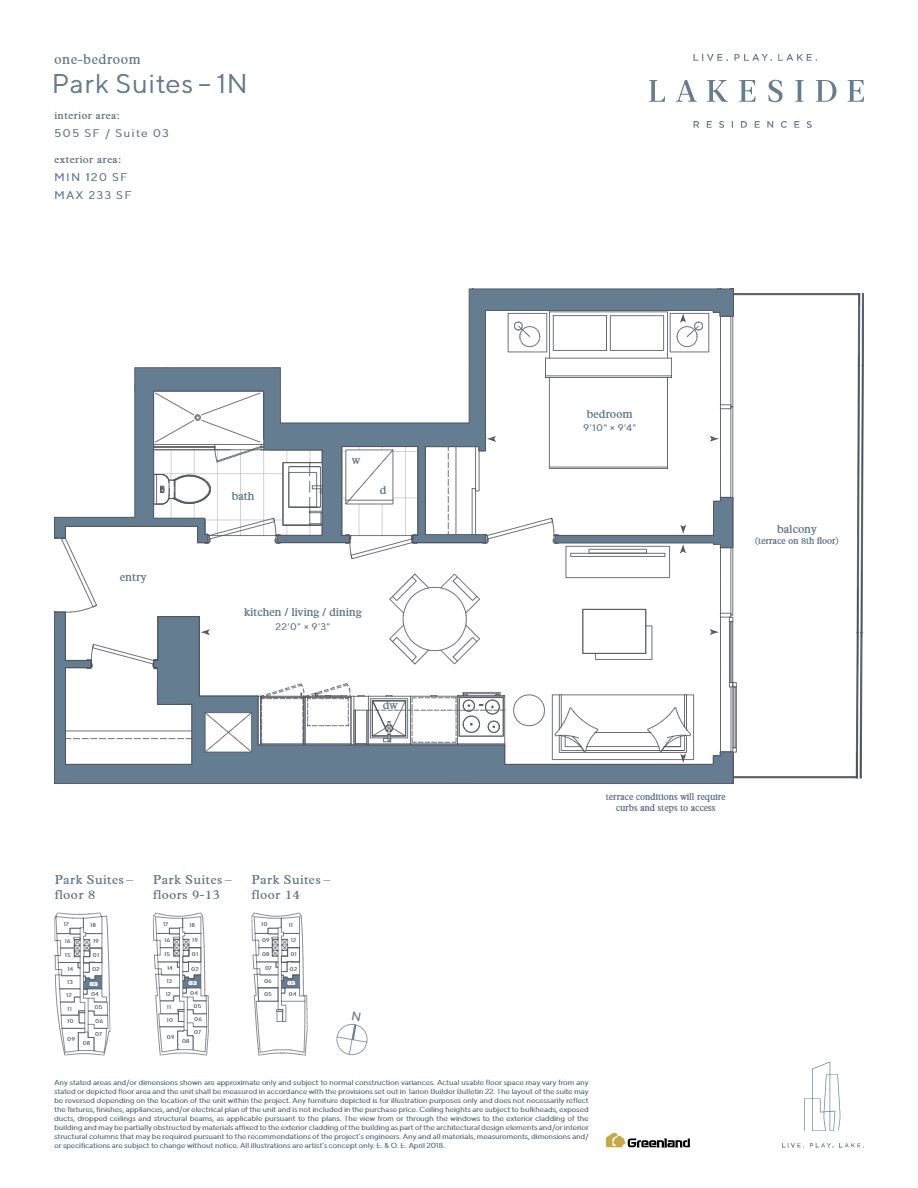 Lakeside Residences - 1N Floor Plan, Toronto ON | Livabl