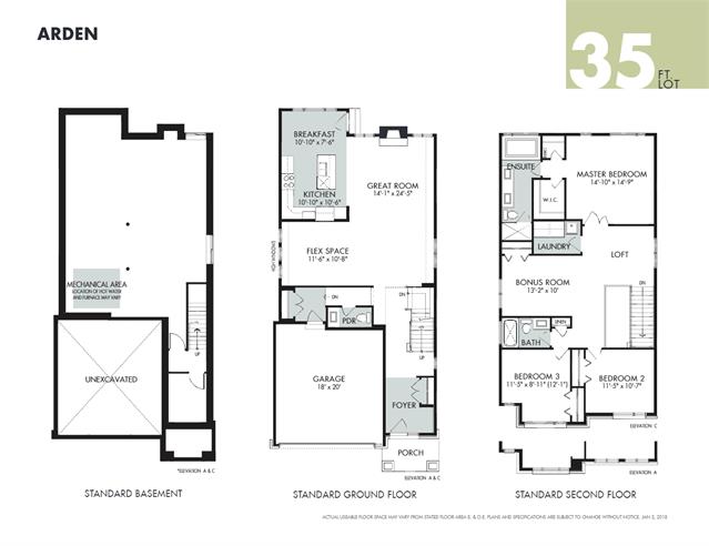 Arden floor plan at Westwood (Richcraft) in Ottawa, ON