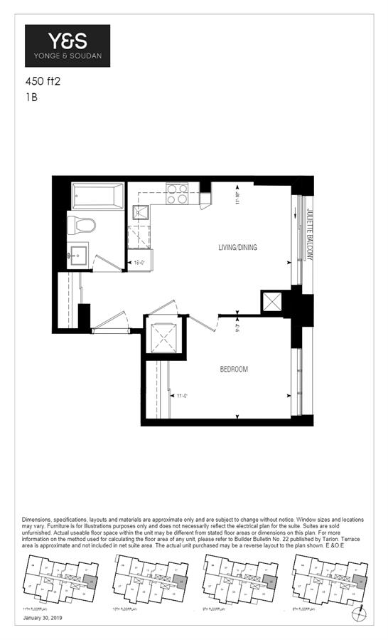 Y&S - 450 sq. ft. Floor Plan, Toronto ON | Livabl