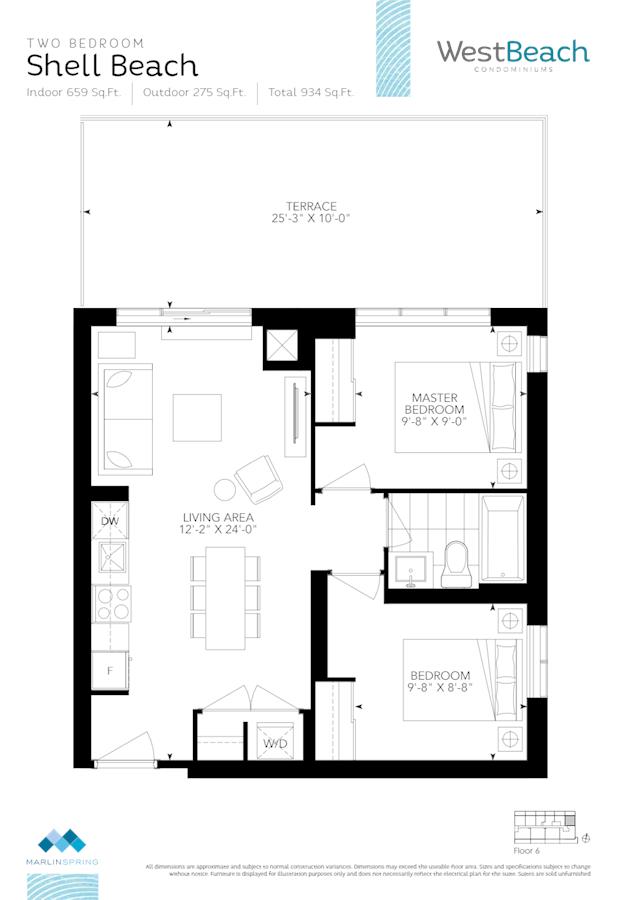 WestBeach Condominiums - Shell Floor Plan, Toronto ON | Livabl