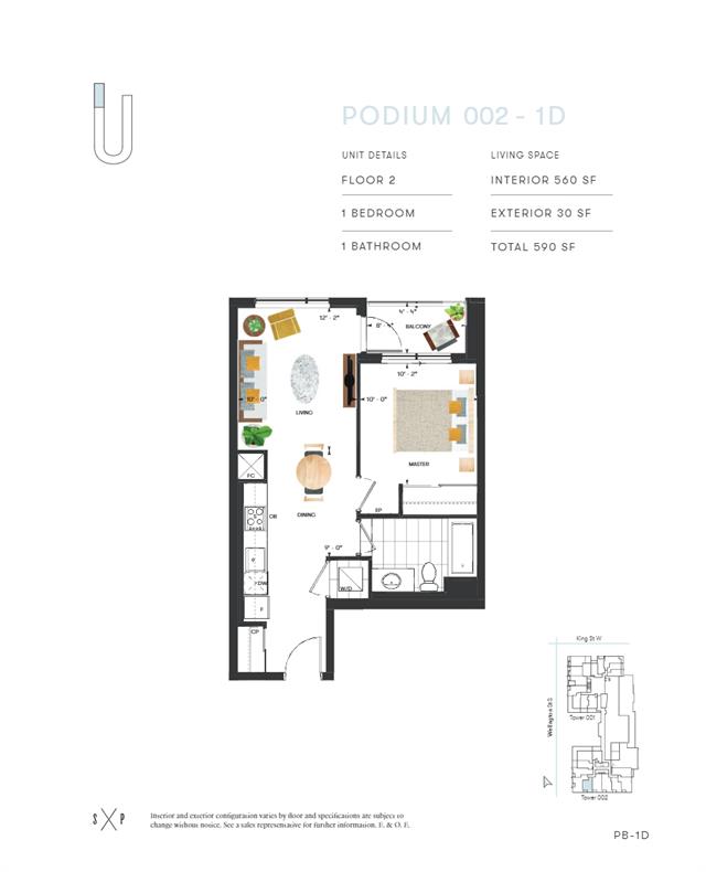 Union Towers - Phase 1 - Podium 002 - 1D Floor Plan, Kitchener ON | Livabl