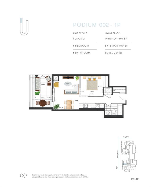 Union Towers - Phase 1 - Podium 002 - 1P Floor Plan, Kitchener ON | Livabl