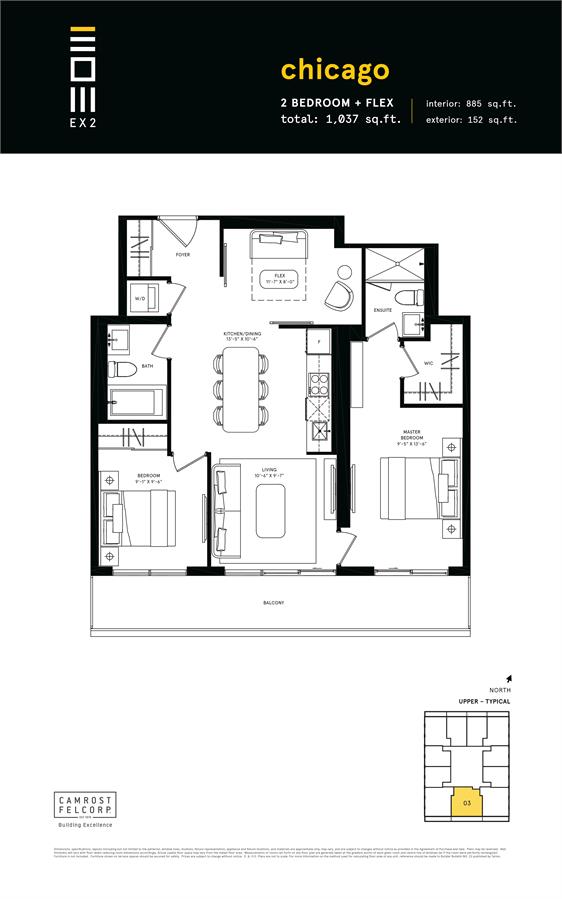 Chicago floor plan at EX2 in Mississauga, ON