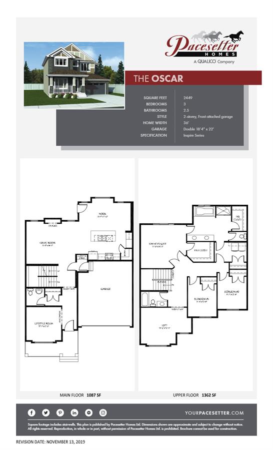 Oscar floor plan at Summerwood in Sherwood Park, AB