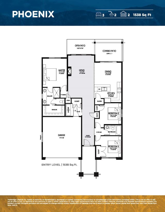 Phoenix floor plan at Solstice at Tower Ranch in Kelowna, BC