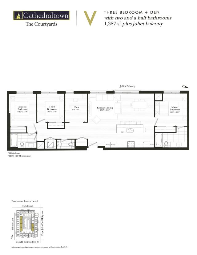 V2 floor plan at The Courtyards at Cathedraltown in Markham, ON