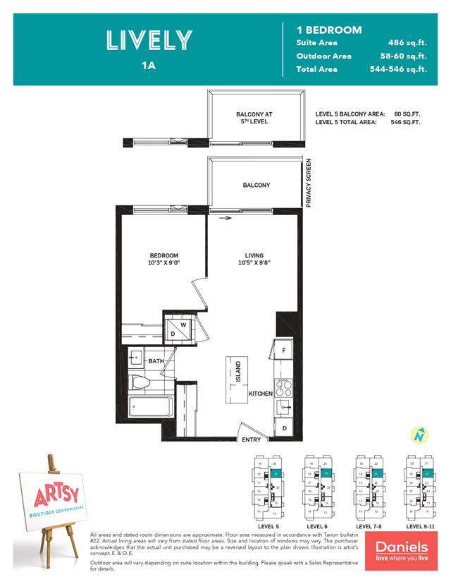 Artsy Boutique Condominiums - Lively Floor Plan, Toronto ON | Livabl