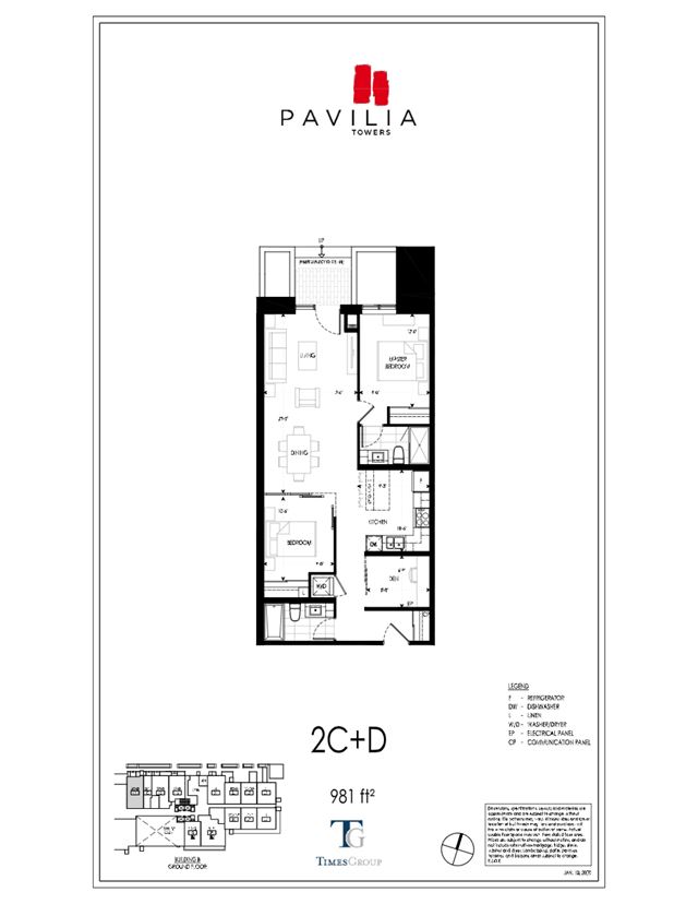 Pavilia Towers Condominiums - B/2C+D Floor Plan, Markham ON | Livabl