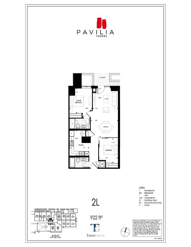 Pavilia Towers Condominiums - B/2L Floor Plan, Markham ON | Livabl