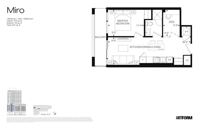 Miro floor plan at Artform in Mississauga, ON