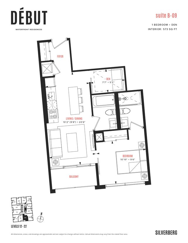Début - Waterfront Residences - B-09 Floor Plan, Barrie ON | Livabl