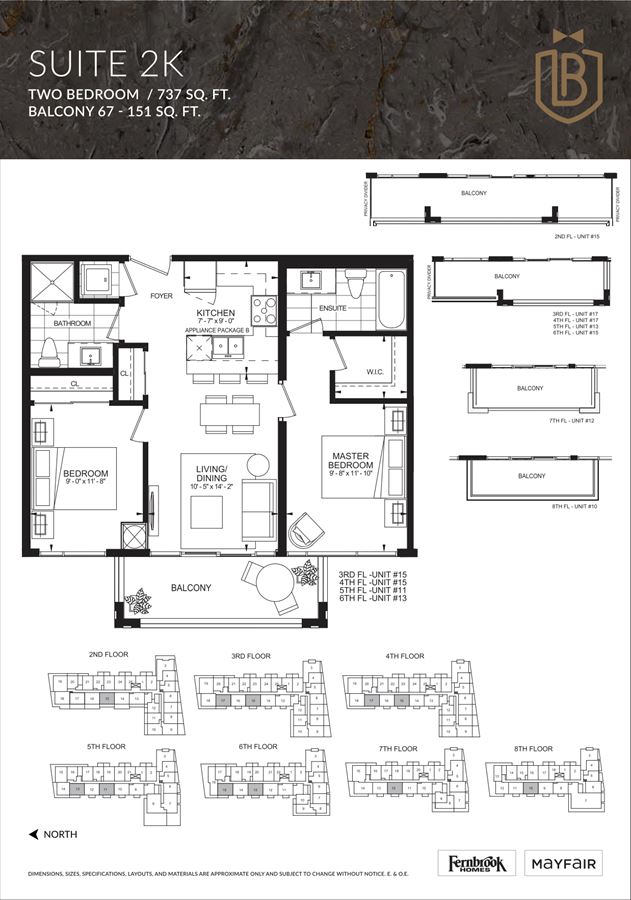 2K floor plan at The Butler in Oakville, ON