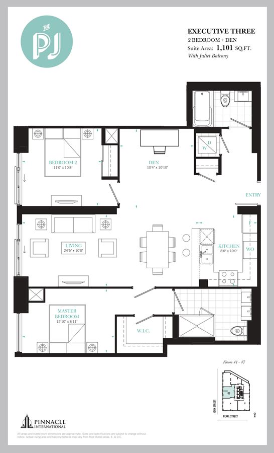 The PJ Condos - Executive Three Floor Plan, Toronto ON | Livabl