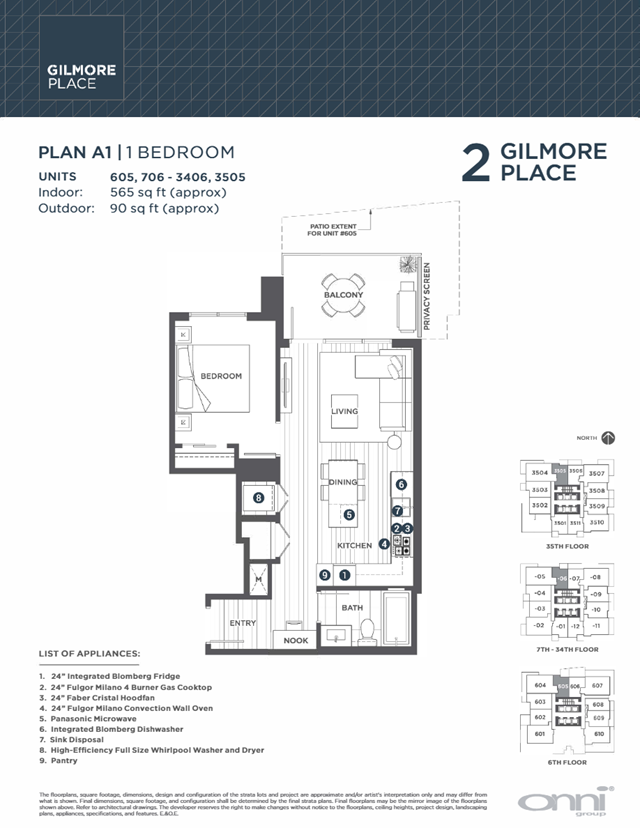 Gilmore Place - A1 Floor Plan, Burnaby BC | Livabl