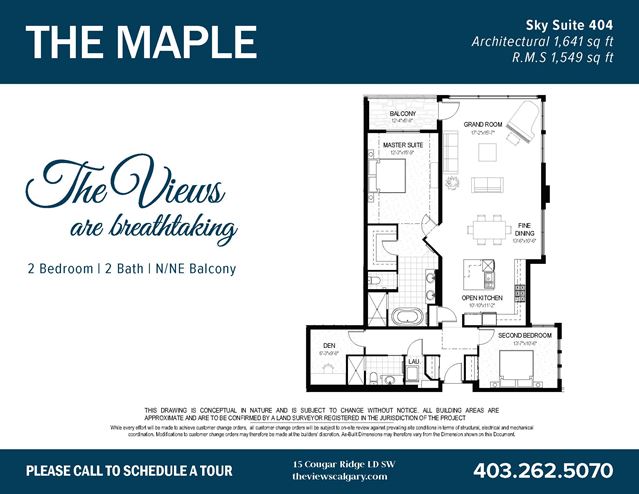 The Maple floor plan at The Views in Calgary, AB