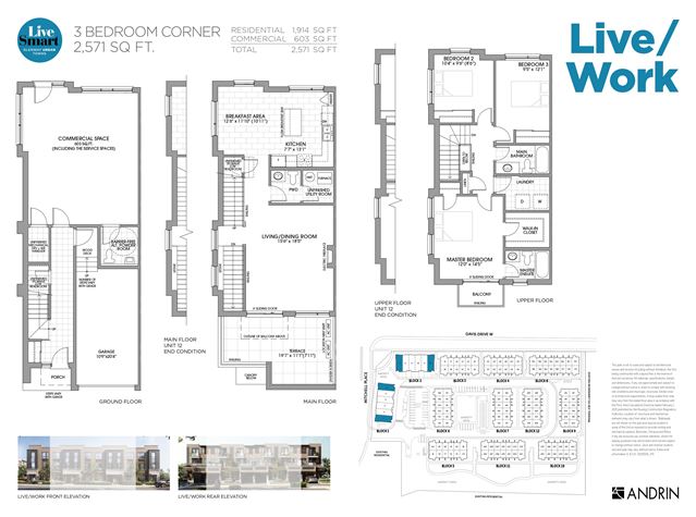Live/Work Corner floor plan at Glenway Urban Towns in Newmarket, ON
