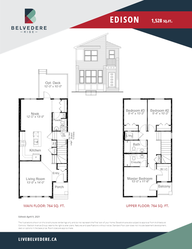 Edison floor plan at Belvedere Rise in Calgary, AB