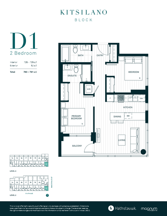 D1 floor plan at Kitsilano Block in Vancouver, BC