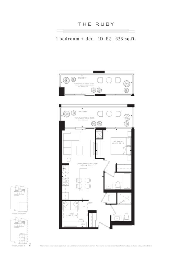 Gallery Towers - The Ruby Floor Plan, Markham ON | Livabl