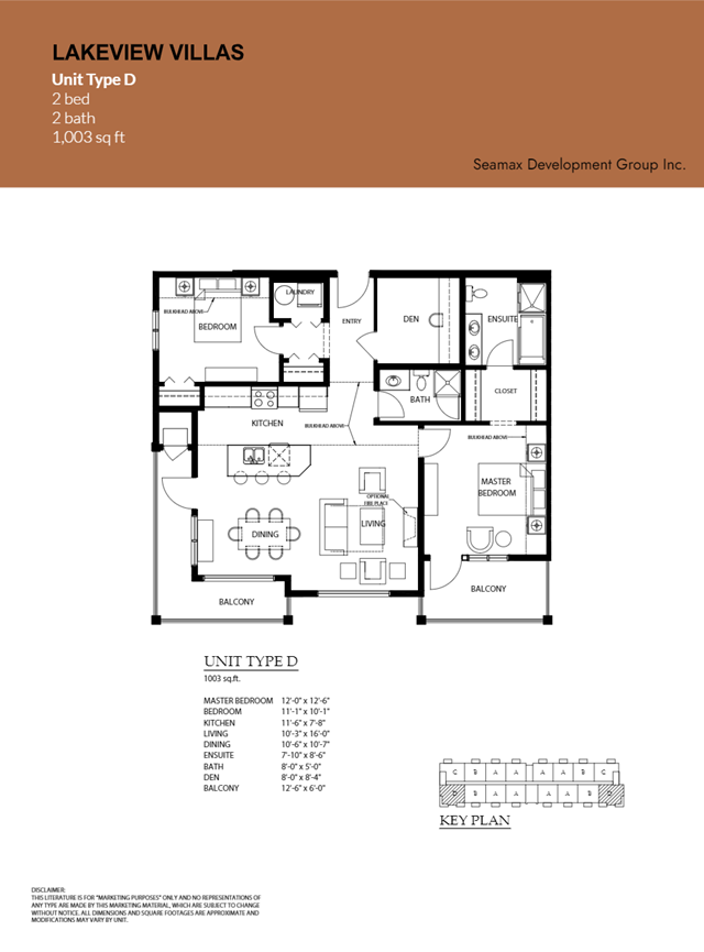 Plan D floor plan at LAKEVIEW VILLAS in Osoyoos, BC