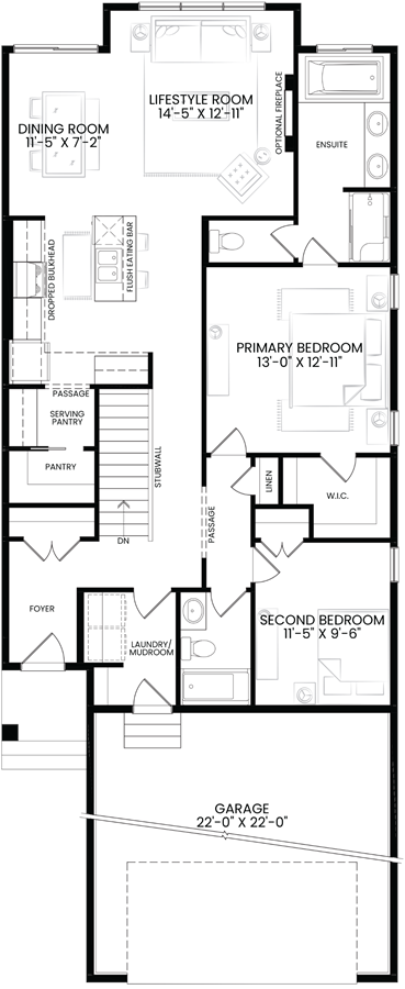 Delphina floor plan at Mahogany in Calgary, AB