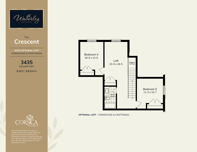 Waverley Heights - The Crescent (Craftsman) Optional Loft Floor Plan ...