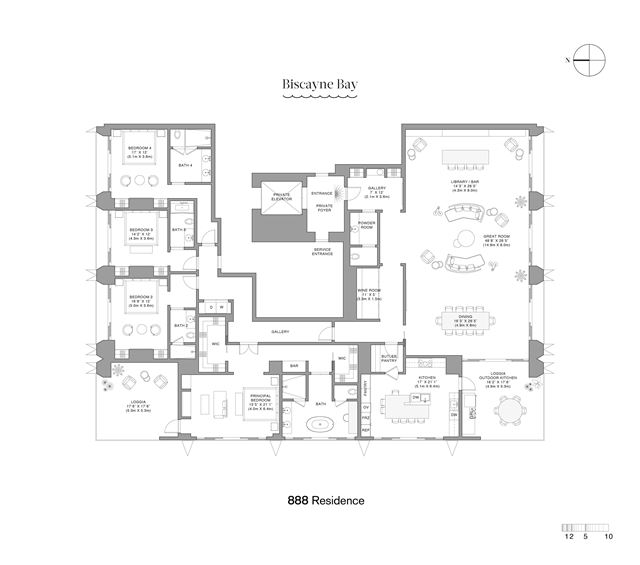 888 Brickell Miami - RESIDENCE B Floor Plan, Miami FL | Livabl